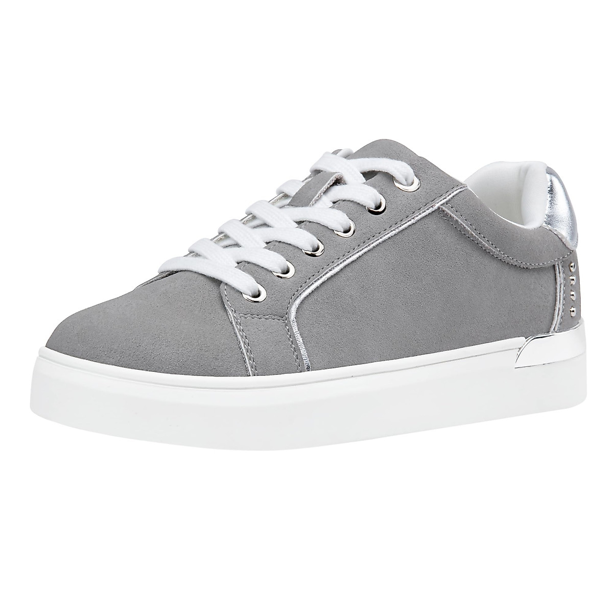 Jeossy Women's 8020 Fashion Sneakers, Casual Vegan Leather Sneaker, Trendy Dress Lace-up Walking Shoes, Grey, Size 10 US-with Memory Foam(DJY8020 Grey 10)