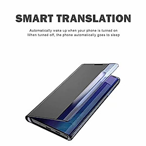 YukeTop Cover for Oppo Reno2 F Case, with Stand, Clear Window + Leather + PC, Flip Cover, Cover Protection for Oppo Reno2 F.(Blue)