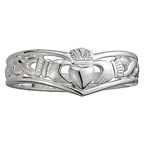 Solvar Sterling Silver Ladies Claddagh Wishbone Ring Sz 7