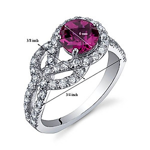 PEORA Gracefully Exquisite 1.00 Carats Created Ruby Ring in Sterling Silver Size 9