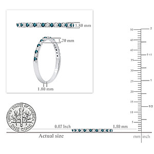 Dazzlingrock Collection Round Alternate Blue Diamond & White Diamond Stackable Anniversary Band for Women in 925 Sterling Silver Size 6.5