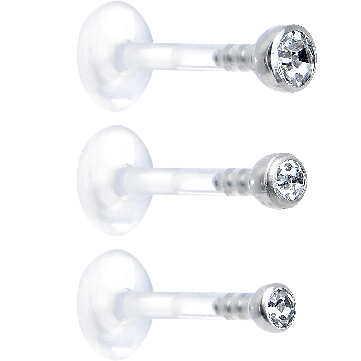 Body Candy Clear Bioplast Triple Forward Helix Barbell 3 Pack 16 Gauge 5/16"