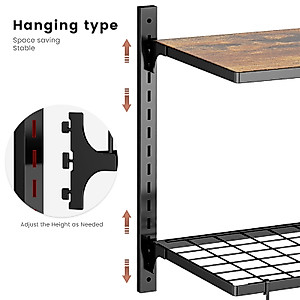 HOYRR Pot Rack Wall Mounted,Pot Hanger,Wall Rack for Pots and Pans,Adjustable Wall Mount Pot Rack,Wall Pot Rack is a Combination of Wood and Iron,Measures 28.7 x 10 x 16 Inches.(With 12 S-hooks)