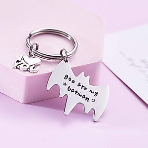 Melix Home Boyfriend Gifts Cute Keychain You Are My Batman Superhero Gift for Husband (You Are My Batman)
