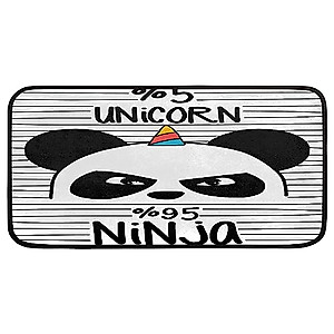 Gublec Cute Ninja Panda Kitchen Mats Cushioned Anti Fatigue Kitchen Rugs Non Slip Washable Floor Mats for Home Office Sink Laundry 39 x 20 Inch
