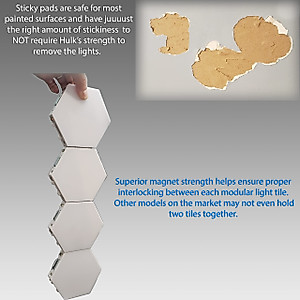 Penophiary RGB Color Changing Hexlight Modular Touch Lights Panels Wall Lighting Night Light Magnetic Hexagonal Honeycomb LED (6 Pcs)