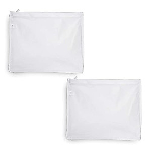 Smart Design Delicates Wash Bag with Safety Zipper - Set of 2 - Washer and Dryer Safe - Mesh Polyester Material - Delicates, Lingerie, and Baby Clothes - 18 x 15 Inch - White