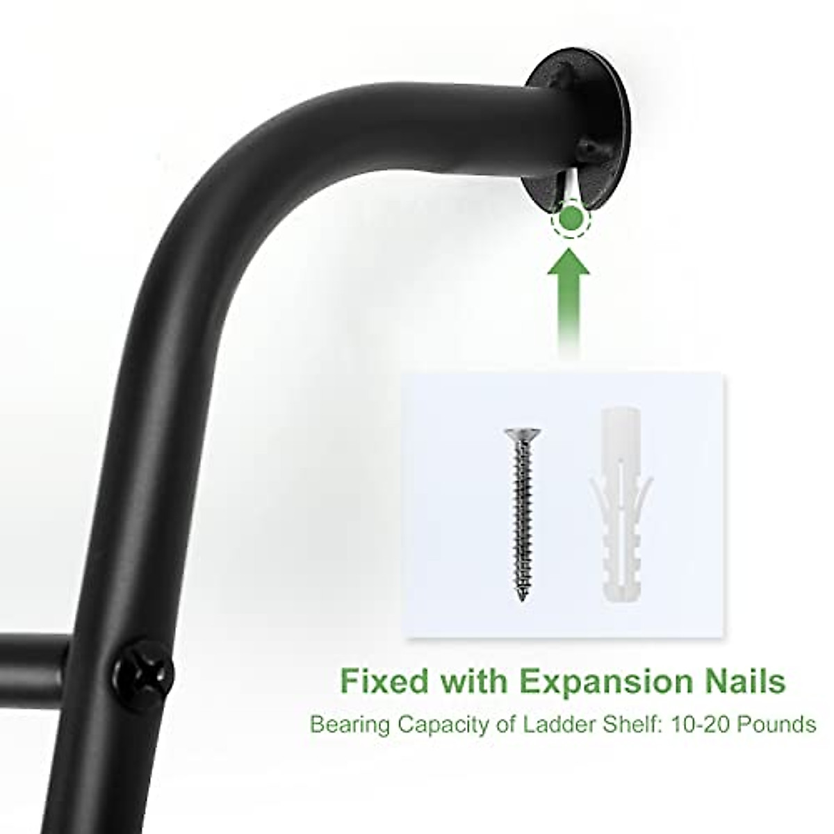 Towel Blanket Ladder Black Metal Blanket Ladder Holder Industrial 5 Tier Wall Leaning Ladder Rack for Bathroom Living Room Laundry Room (Matte Black)