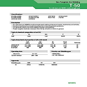 KISWEL 2LBS ER70S-6 Mild Steel TIG Welding Filler Rods 0.045"_1/16"_3/32" or 1/8" x 36" (0.045" 2LBS)