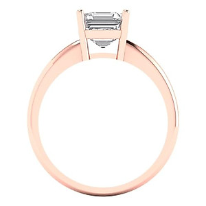 Clara Pucci 1.50 ct Asscher Cut Solitaire Moissanite Engagement Wedding Bridal Promise Anniversary Ring 18K Rose Gold Size 5.75