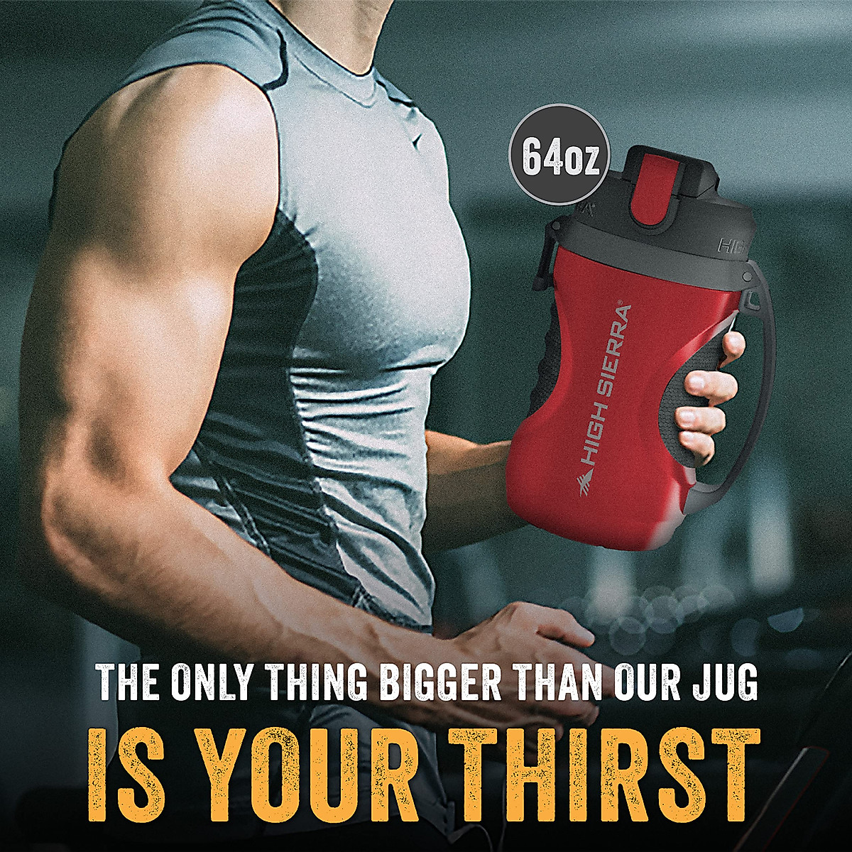 High Sierra [2 PACK BPA FREE, 64 OZ Insulated Water Jug, [Silicone Spout – NO MORE TEETH BUMPS] Built-in Fence Anchor, Keeps Iced Water Cold for Hours, EXTRA LARGE Sports Bottle 1.89 Litter Capacity