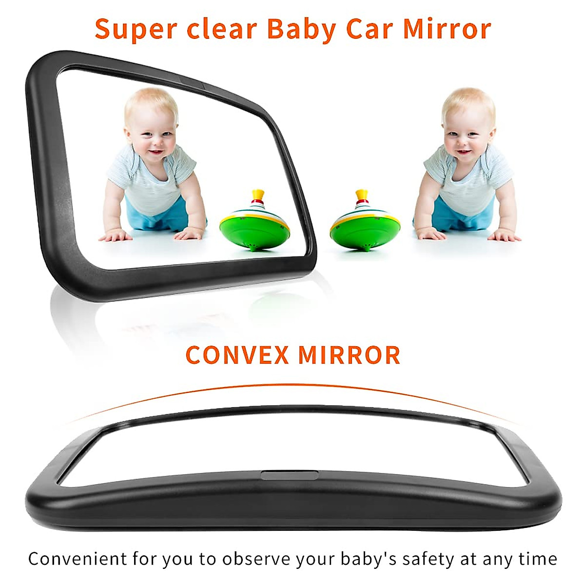 Baby Car Mirror for Car Seat Rear Facing,Large Safety Car Seat Mirror for Rear Facing Infant Child with Wide Crystal Clear View - Shatterproof 360° Adjustable Baby Mirror for Back Seat Rear Facing