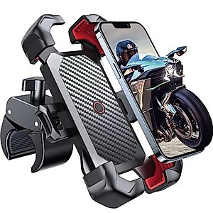 JOYROOM Motorcycle Phone Mount, [1s Auto Lock][100mph Military Anti-Shake] Phone Holder for Bicycle, [10s Quick Install] for Handlebar Mount, Compatible with iPhone 15 Pro, Samsung, All Cell Phone