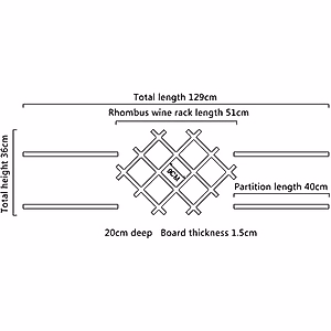 Gdrasuya10 Set of 5 Wine Rack Wall Mounted Wooden Wine Holder Shelf Set w/Storage Shelves and Glass Holder Wine Rack Insert Display Rack Multifunctional Storage Shelf Modern Diamond-Shaped (White)