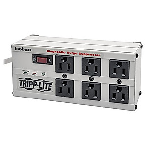 TRIPP LITE CH-9101012-NATripp Lite Isobar 6 Outlet Surge Protector Power Strip, 6ft. Cord with Right Angle Plug, 3300 Joules, Metal, (IBAR6-6D)