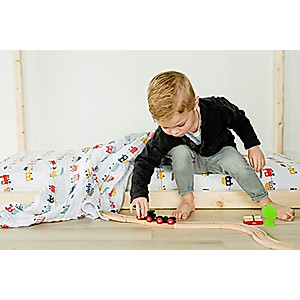 ADDISON BELLE Dream Everything Blanket - 100% Muslin Cotton - Oversized 47 inches x 47 inches - Premium 4 Layer Blanket (Trains)