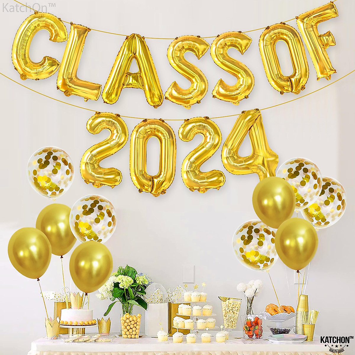 KatchOn, Gold Class of 2024 Balloons - 16 Inch | Graduation Balloons for Graduation Decorations Class of 2024 | Class of 2024 Decorations, Graduation Balloons Class of 2024 | Graduation Decorations