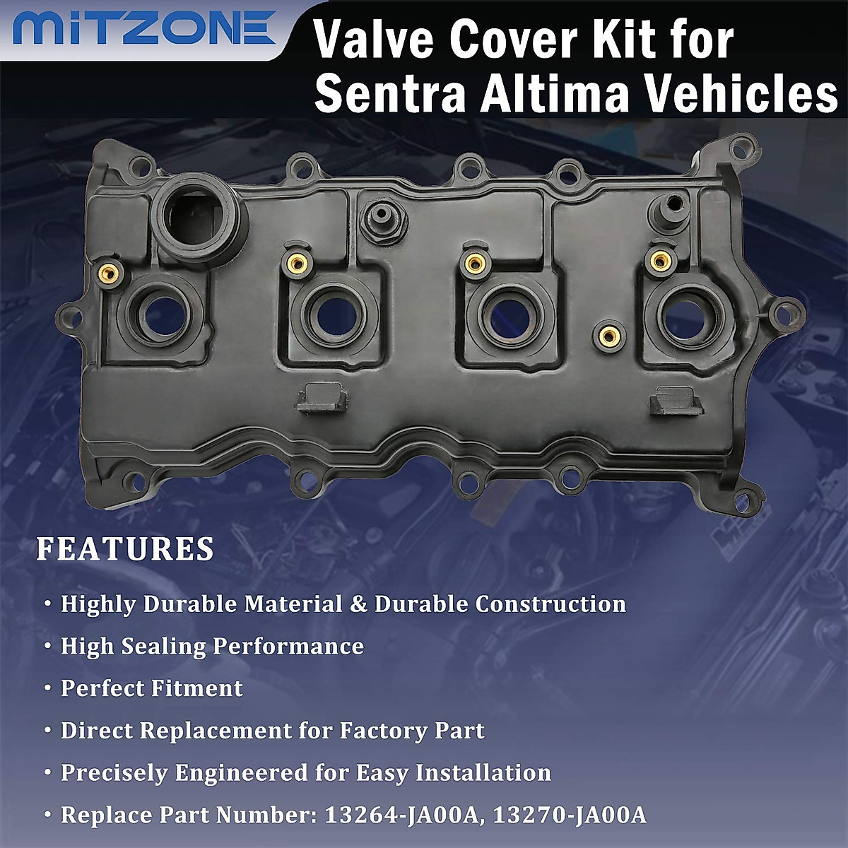 MITZONE Engine Valve Cover Compatible with 2007-2013 Nissan Altima Sentra SE-R 2.5L Part# 13264-JA00A 13270-JA00A