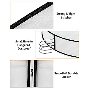 OUPAI 40" Garment Bags for Hanging Clothes Closet Storage with 4" Gussets, Clear Clothes Protectors for Hanging Clothes Suit Cover for Coats, Shirts, Sweaters Storage (White,3 Packs)