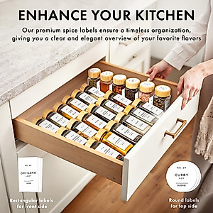 EDELHAUS Glass Spice Jars with Label and Bamboo Lids (24 x 4oz) Spice Containers with 240 Labels, Shaker Inserts, Steel Funnel, Empty Square Seasoning Organizer for Spice Rack, Cabinet, Drawer