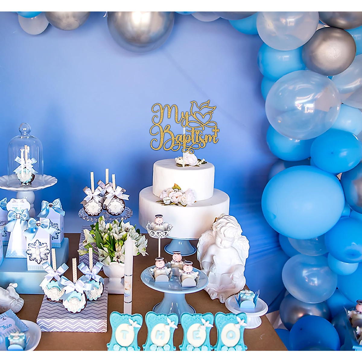 My Baptism Cake Topper, First Holy Communion, On Your Confirmation, Bridal Shower/Wedding/Baptism/Christening Baby Shower Party Decorations, Gold Glitter