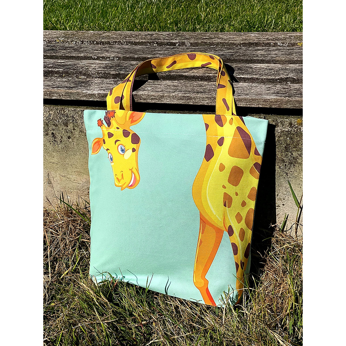 Giraffe Gifts for Women - Funny Giraffe Decor - Giraffe Lover Gift Bag for Women - Canvas Reusable Large Halloween Tote Bag for Grocery Shopping Beach - Book Tote Bag - Teacher Tote (Green - Giraffe)
