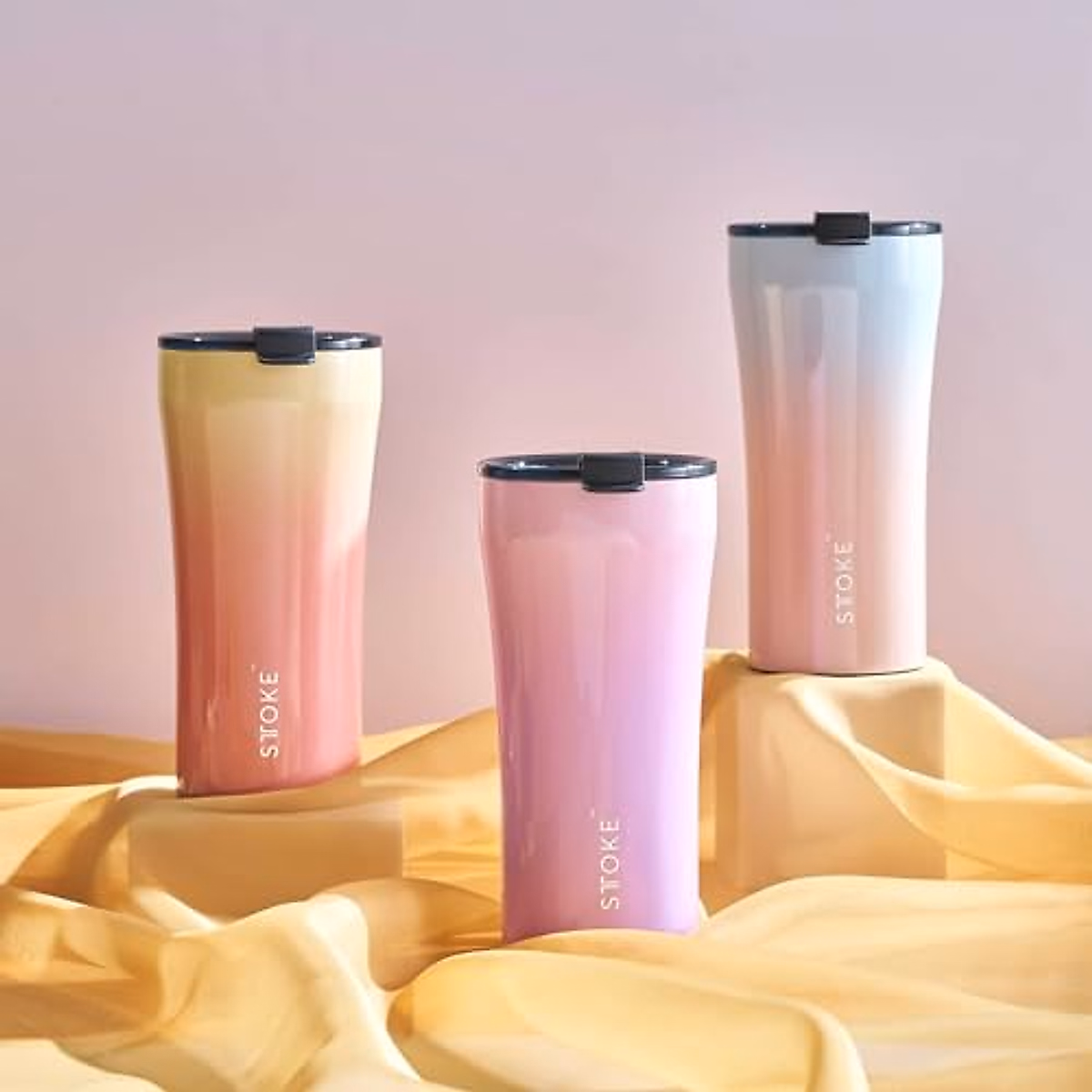 Sttoke Leakproof Lid Shatterproof Tumbler, The Sky Blush, 6.9-inch Height, 16 oz., S16LPOFSB2389