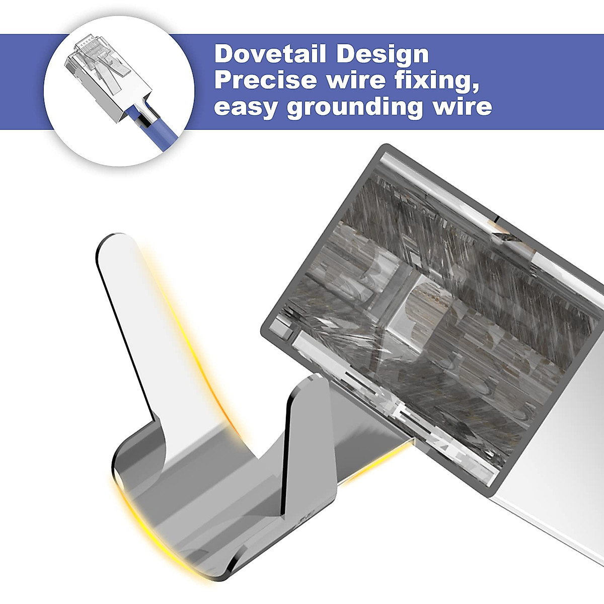 VCE RJ45 Connectors CAT7/CAT6A 30-Pack, Non-Pass-Thru Shielded Modular Plugs for Thick Cable, 3-Prong 50u Gold Plated Ethernet Ends with Strain Relief Boots - Blue