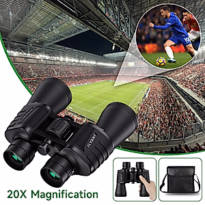20x50 High Powered Binoculars for Adults, Waterproof Compact Binoculars with Low Light Vision for Bird Watching Hunting Football Games Travel Stargazing Cruise with Carrying Bag