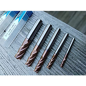 sisona 1/2" Square Nose Carbide End Mill Bits - 4 Flutes，1/2" Diamter，3'' Overall Length - Sharpness，Durable，Smooth Cutting
