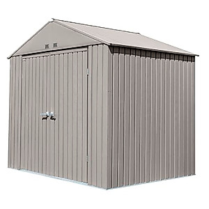 Arrow Shed Elite 8' x 6' Outdoor Lockable Steel Storage Shed Building, Cool Grey