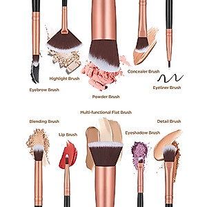 InnoGear Professional Makeup Brushes Set, 16 Piece with 16 Makeup Brushes and Sponges and Brush Cleaner, Black Golden