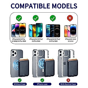 H JIDOHUN Magnetic Wallet Card Holder with Adjustable Stand for iPhone 15/14/13/12 Series, Not for iPhone 13/12 mini - 3 Card Holder, Vegan Leather (Blue)