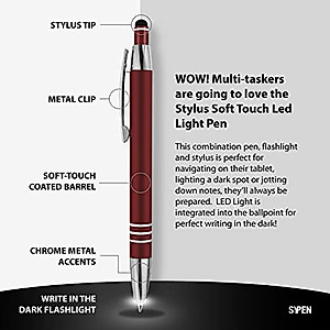 SyPen Luxury Pen Gift Set, 2 Rubberized Metal Ballpoint Pens +Night Writer LED Flashlight +Stylus for Touchscreens +Gift Box, Gift Pen Sets for Men, Women, Blue/Green