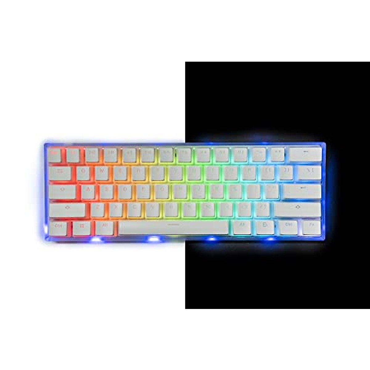 Smart Duck XS-61K 60% TKL Wired Pudding Keycaps Mechanical Gaming Keyboard,RGB LED Backlit N-Key Rollover,Hot Swappable, Red Switch （Transparent White）