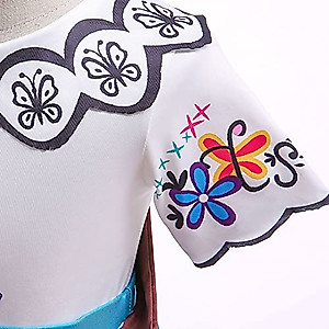 PashaLs Mirabel Dress for Girls, Mirabel Costume Dress Up for Girls, Halloween Cosplay Outfits with Glasses and Clip Earrings