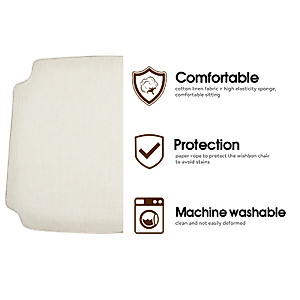 Polynices Wishbone Chair Cushion,Linen Fabric Chair Pads Suitable for Y Chair and Tatami (Beige)