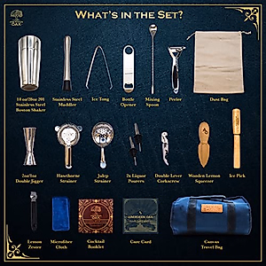 Travel Bartender Kit - Portable Bar Set, Bar Tools, Full Cocktail Set with Portable Bag, Mobile Cocktail Shaker Set, Bartending Kit for Home, Travel Mixology Bartender Kit Set, Bartender Accessories