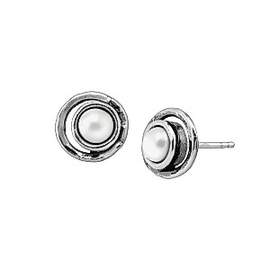 Silpada 'Lunula' 4.5-5 mm Freshwater Cultured Pearl Stud Earrings in Sterling Silver