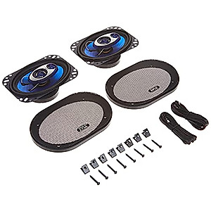 Pyle 4'' x 6'' Three Way Sound Speaker System - Pro Mid Range Triaxial Loud Audio 240 Watt per Pair w/ 4 Ohm Impedance and 3/4'' Piezo Tweeter for Car Component Stereo PL463BL