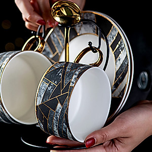 Utility Ceramic Coffee Tea Cups and Saucers Vintage Coffee Mugs Set of 6 Cappuccino Cup Tea Cup and Saucer Gift Sets 200ml Teapots