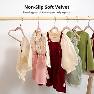 PIGLOG Kids Velvet Hangers, Pack of 50 Kids Hangers, Non-Slip Velvet Baby Hangers, 11.8 Inch Kids Felt Hangers, Durable Kids Clothes Hangers for Baby Toddler Children Closet, Hangers for Kids (Pink)