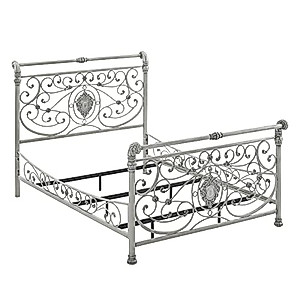 Hillsdale Mercer Metal Queen Sleigh Bed Brushed White