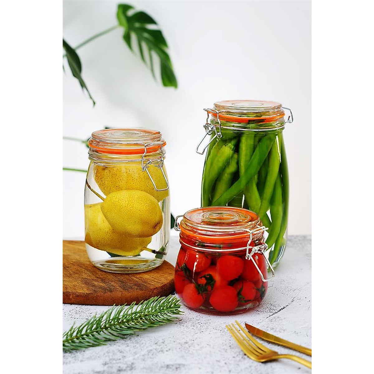 Generic Airtight Food Storage with lid 34 Oz set of 2pc, wide mouth. Clear Glass Kitchen, Pantry Organizer. Keep your food, grains cofffee, tea, cookies and candies dry, fresh. (Oval, PC11002-D)