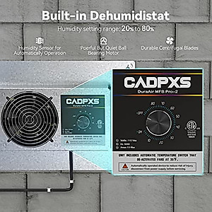 CADPXS Crawlspace Ventilation Fan, Crawlspace Fan vent with humidistat, Dehumidistat & Freeze Protection Thermostat, for Crawl Spaces/Basement/Garage/Attic/Hydroponics Grow Tents (220 CFM Air Out)