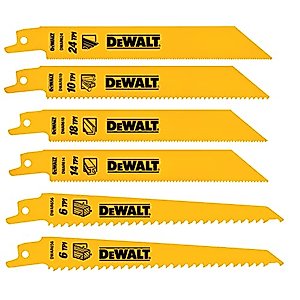 DEWALT Reciprocating Saw Blades, Metal/Wood Cutting Set, 6-Piece (DW4856)