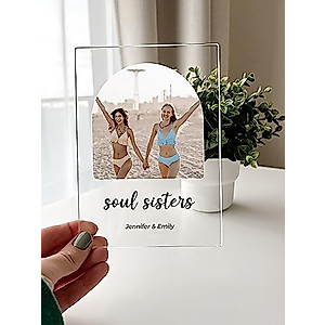 Custom Any Names Words & Picture Personalized Photo Frame Wood Table Desk Stand Display Home Décor Gift For Her Best Friend Better Together Friendship Soul Sisters Best Friends Forever Mate Pal BFF Gift
