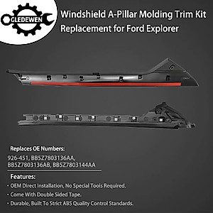Windshield Trim Molding A-Pillar Set, Compatible with 2011-2019 Ford Explorer,Front Outer & Inner Right Passenger BB5Z7803144AA BB5Z-7803136-AA BB5Z7803136BA BB5Z-7803144-AA 926-451 Window Accessories