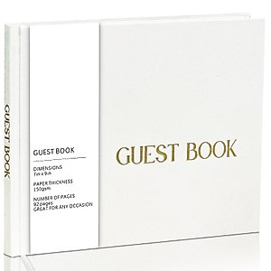 EBEGEE Wedding Guest Book for Wedding Reception, Elegant 9 x 7inch Baby Shower Guest Book with Polaroid Photo Pages and Registy Pages, Gold Foil Lettering Linen Cover, Perfect for Any Celebration