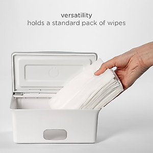 Ubbi Baby Wipes Dispenser with Weighted Plate and Secure Seal, Nursery and Baby Registry Essential to Keep Wipes Fresh, Gray